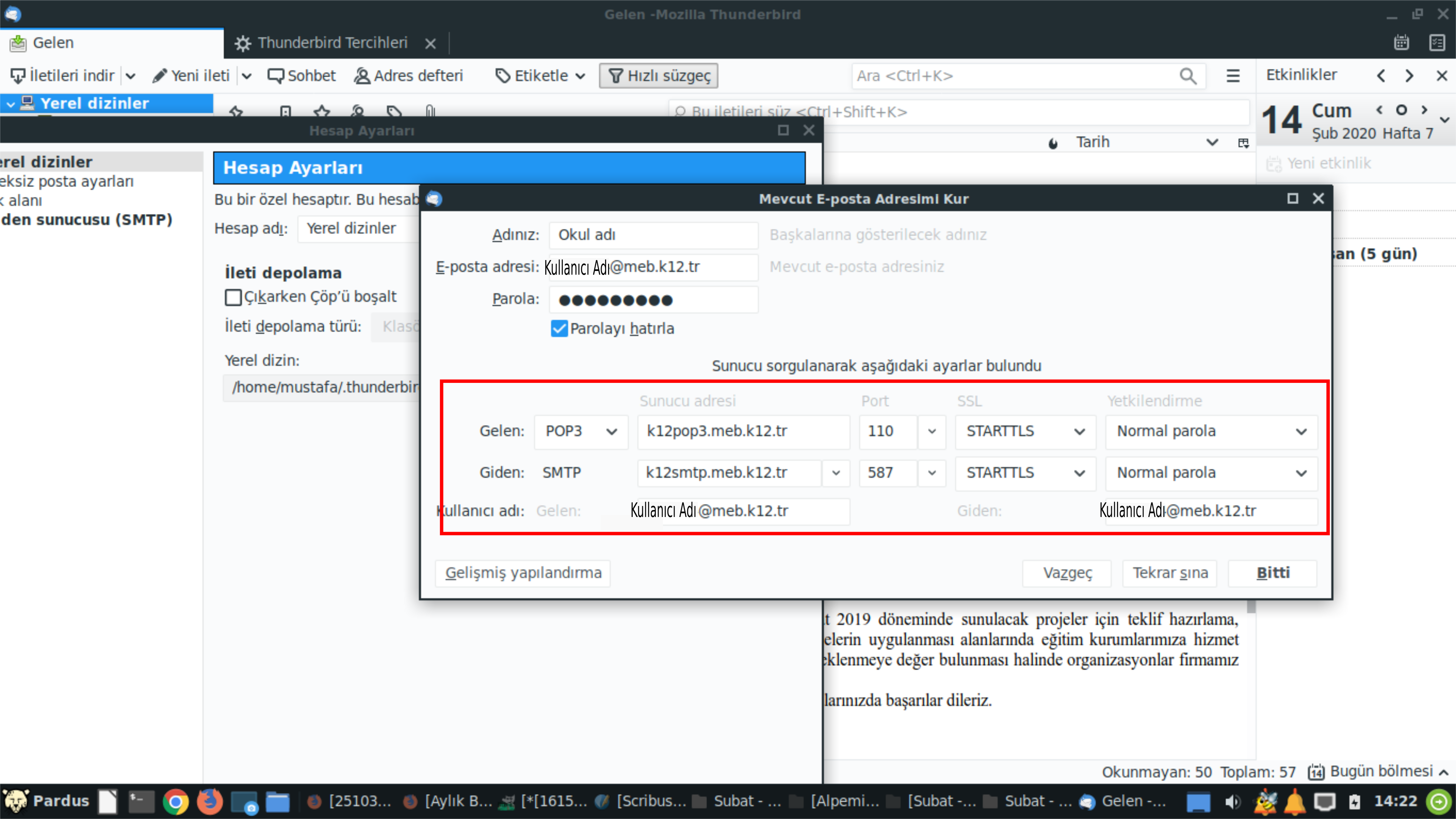 K12 Meb Mail Thunderbird Ayarı - Pardus Yardım Masası Bilgi Bankası ...